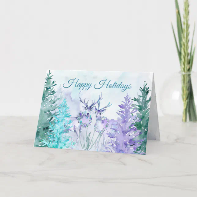 Watercolor Winter Wonderland Happy Holidays Holiday Card | Zazzle