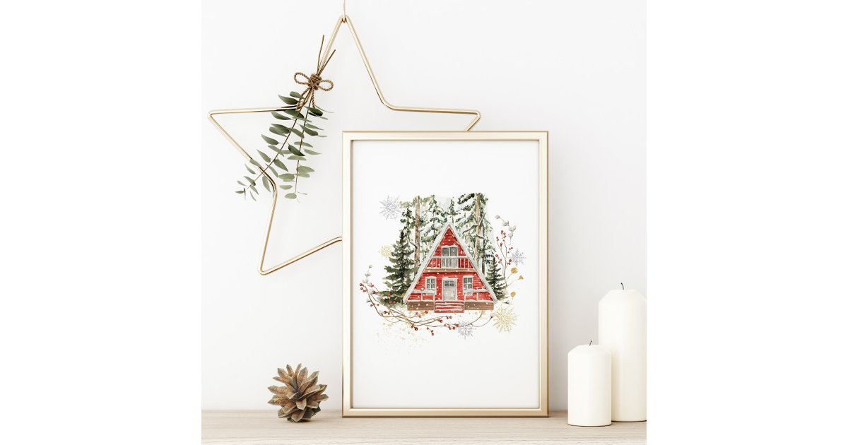 Watercolor Winter Woodland Chirtsmas Poster | Zazzle