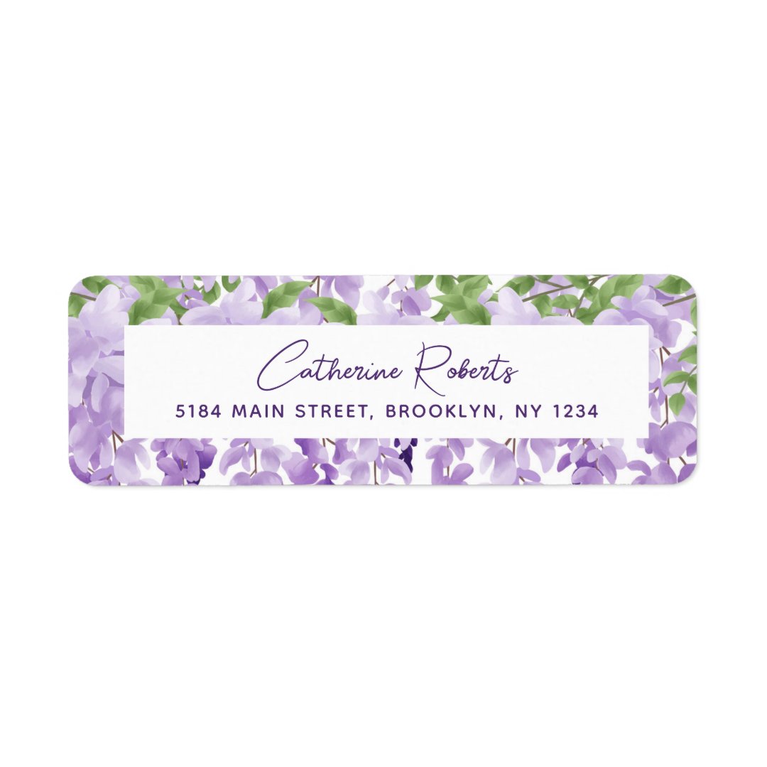 Watercolor Wisteria Floral Wedding Return Address Label | Zazzle