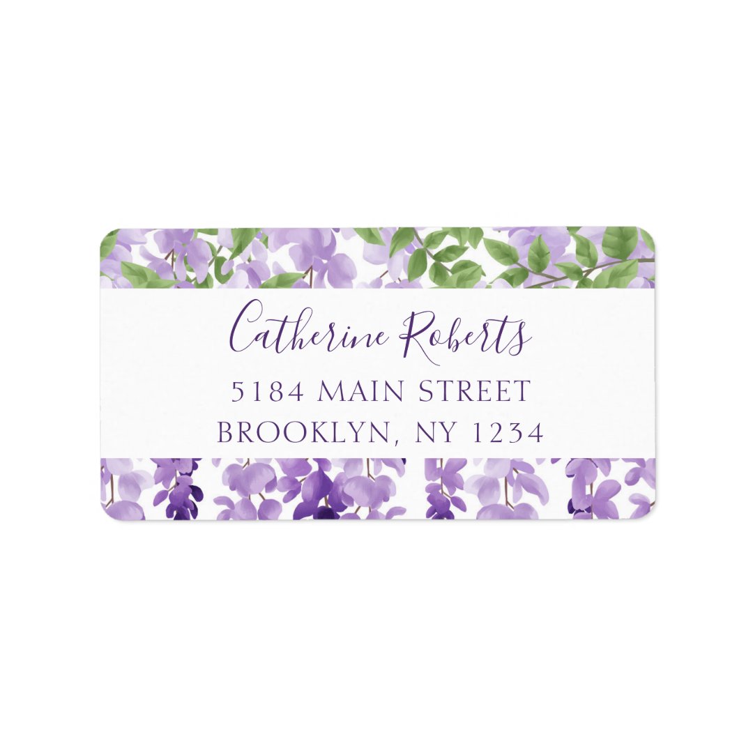 Watercolor Wisteria Wedding Address Label | Zazzle