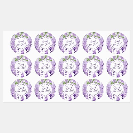 Watercolor Wisteria Wedding Spread The Love Script Labels | Zazzle