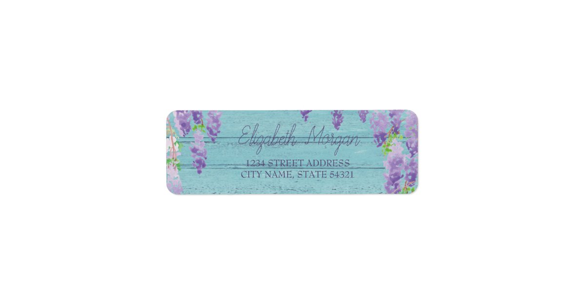 Watercolor Wisteria Wood Texture Label | Zazzle
