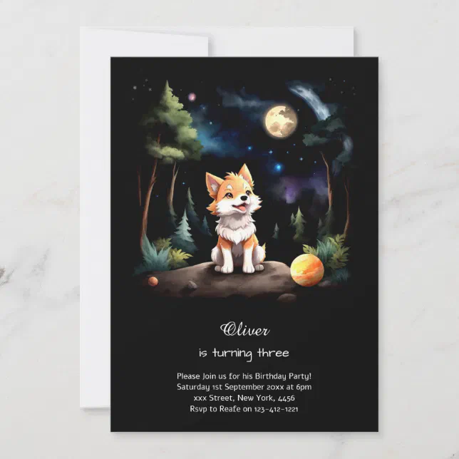 Watercolor Wolf Birthday Invitation | Zazzle