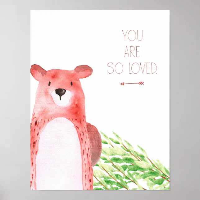 Watercolor Woodland Animal Nursery Art Poster | Zazzle