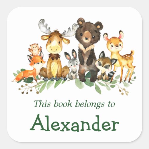 Watercolor Woodland Animals Bookplate Labels | Zazzle