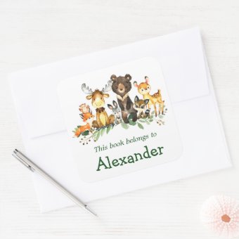 Watercolor Woodland Animals Bookplate Labels | Zazzle