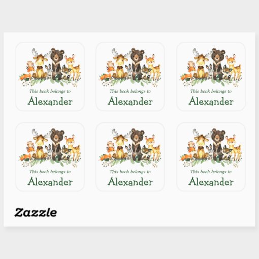Watercolor Woodland Animals Bookplate Labels | Zazzle