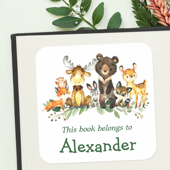 Watercolor Woodland Animals Bookplate Labels | Zazzle