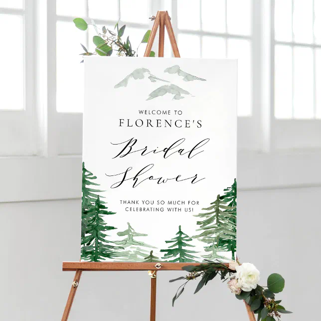 Watercolor Woodland Bridal Shower Welcome Poster | Zazzle