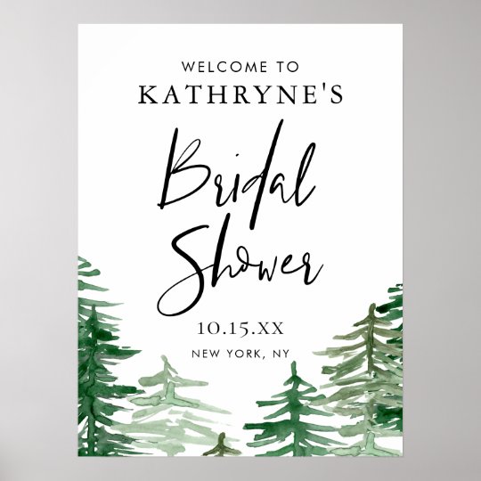 Watercolor Woodland Bridal Shower Welcome Poster | Zazzle.com