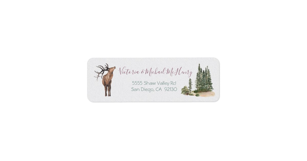 Watercolor woodland deer forest address labels | Zazzle
