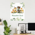 Watercolor Woodland Forest Animals Bow Greenery Poster | Zazzle