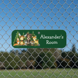 Watercolor Woodland Forest Animals Trees Green Metal Sign | Zazzle
