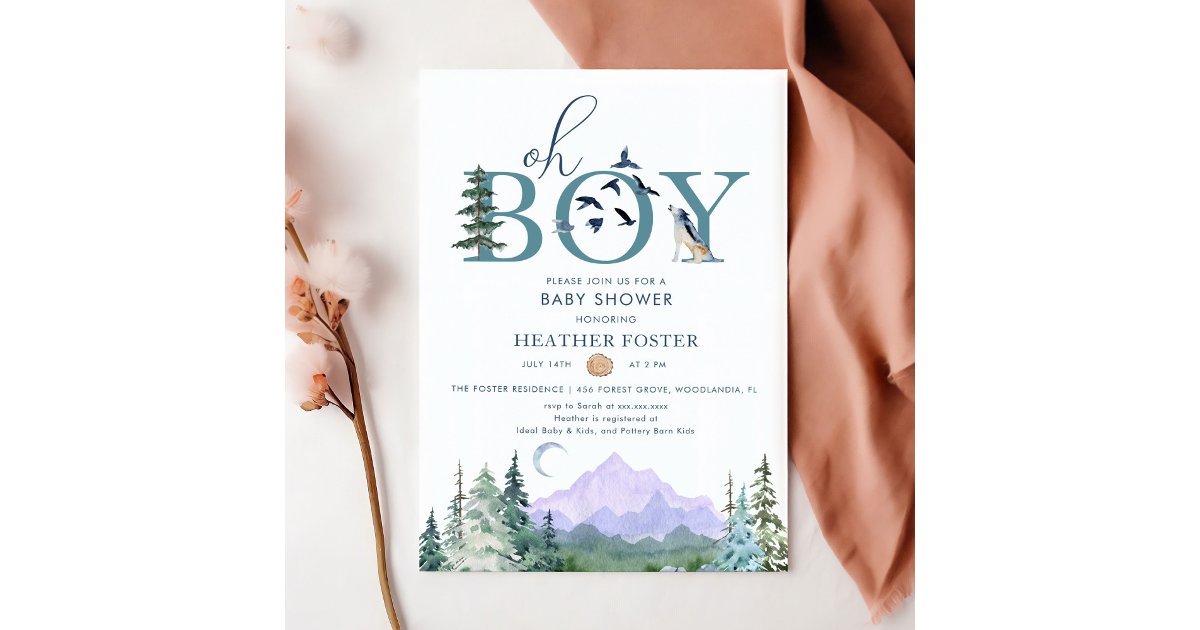 Watercolor Woodland Forest Boho Baby Shower Invitation | Zazzle
