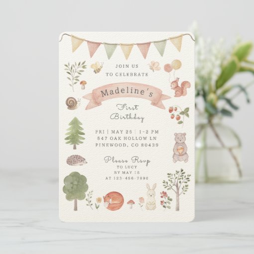 Watercolor Woodland | Forest Friends Invitation | Zazzle