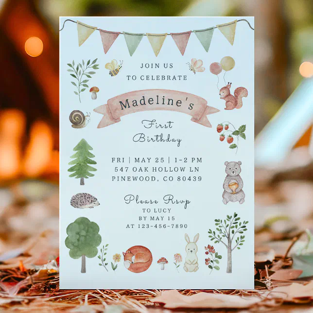 Watercolor Woodland | Forest Friends Invitation | Zazzle