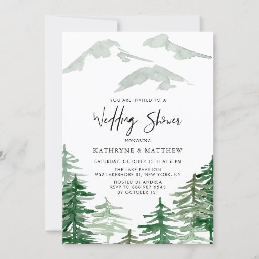 Watercolor Woodland Forest Wedding Shower Invitation | Zazzle