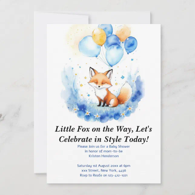 Watercolor Woodland Fox Baby Shower Invitation | Zazzle
