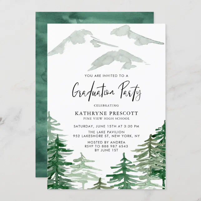 Watercolor Woodland Graduation Party Invitation | Zazzle