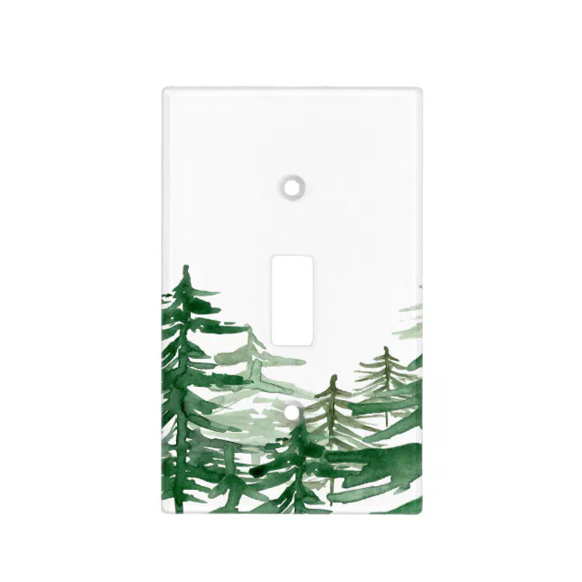 Watercolor Woodland Trees Illustration Light Switch Cover | Zazzle