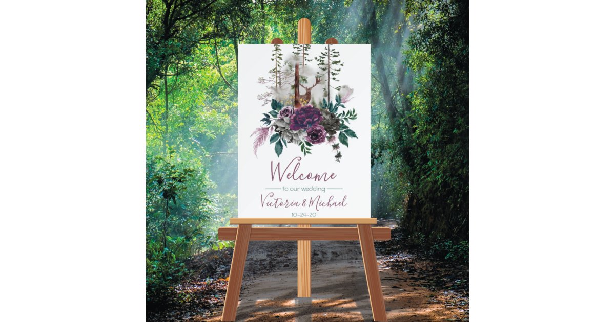 Watercolor Woodland Wedding Welcome Sign | Zazzle