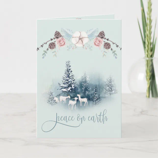 Watercolor Woodland White Goats Card | Zazzle