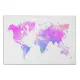 Watercolor World Map Girl's Room Girly Office Map Faux Canvas Print ...