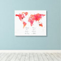 Watercolor World Map Long Distance Relationship Canvas Print | Zazzle