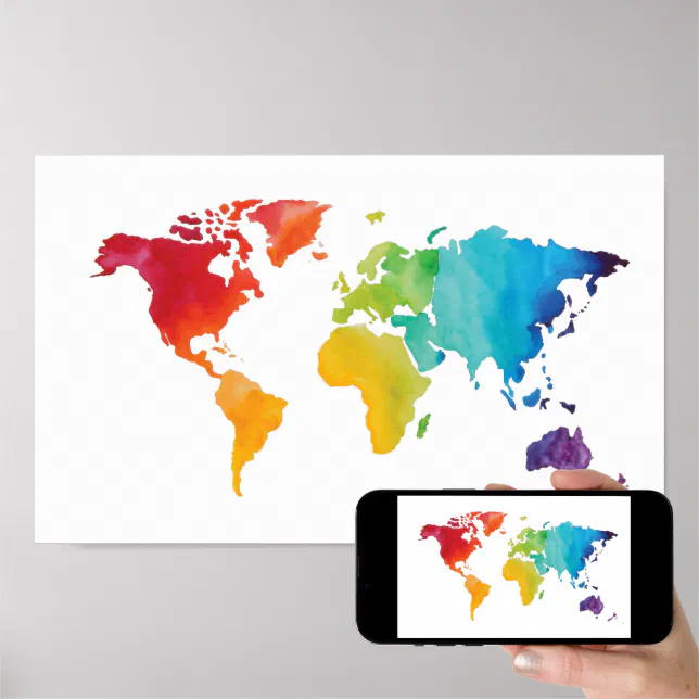 Watercolor World Map - Original Watercolor Print | Zazzle