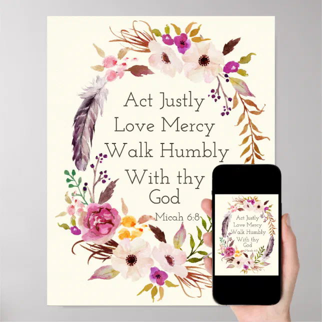 Watercolor wreath bible verse wall art poster | Zazzle