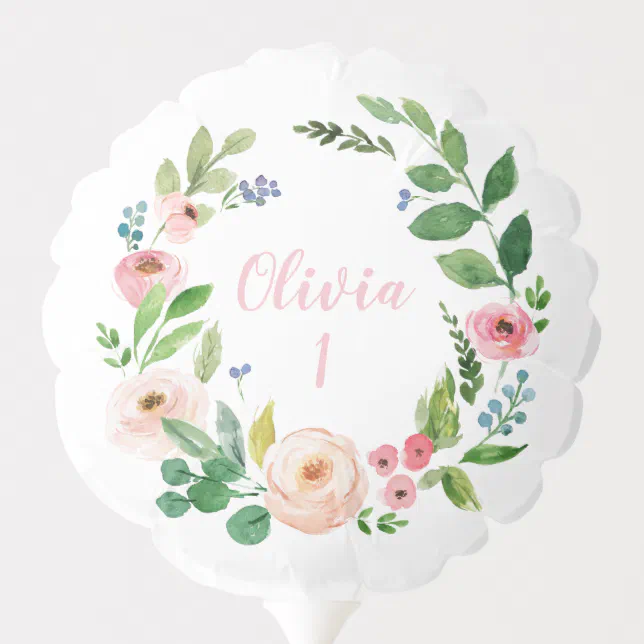 Watercolor wreath blush pink peonies birthday balloon | Zazzle Watercolor wreath blush pink peonies birthday balloon | Zazzle