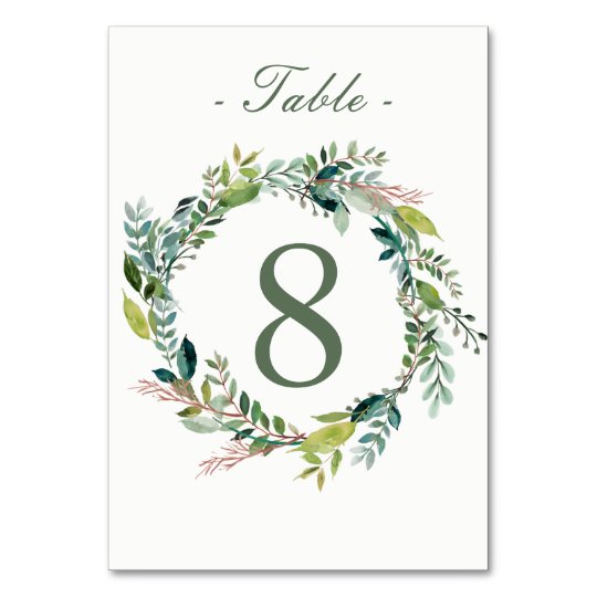 Watercolor Wreath Table Number Card | Zazzle.com