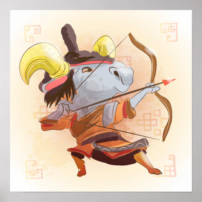 Watercolor Year of the Sheep/Goat, Samurai Poster | Zazzle
