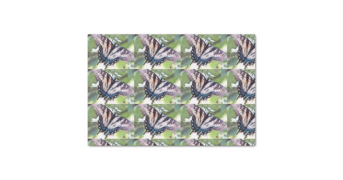 Watercolor yellow & indigo Butterfly Tissue Paper | Zazzle