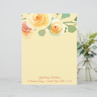 Watercolor Yellow Rose Border Stationery | Zazzle