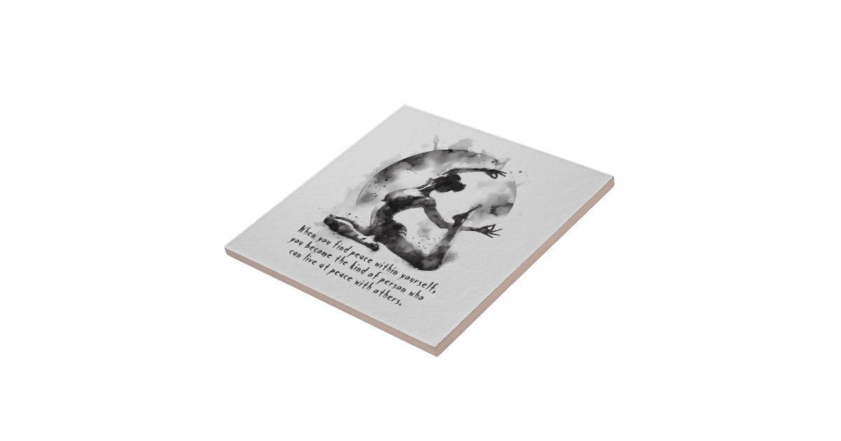 Watercolor Yoga Reiki One-Legged King Pigeon Pose Ceramic Tile | Zazzle