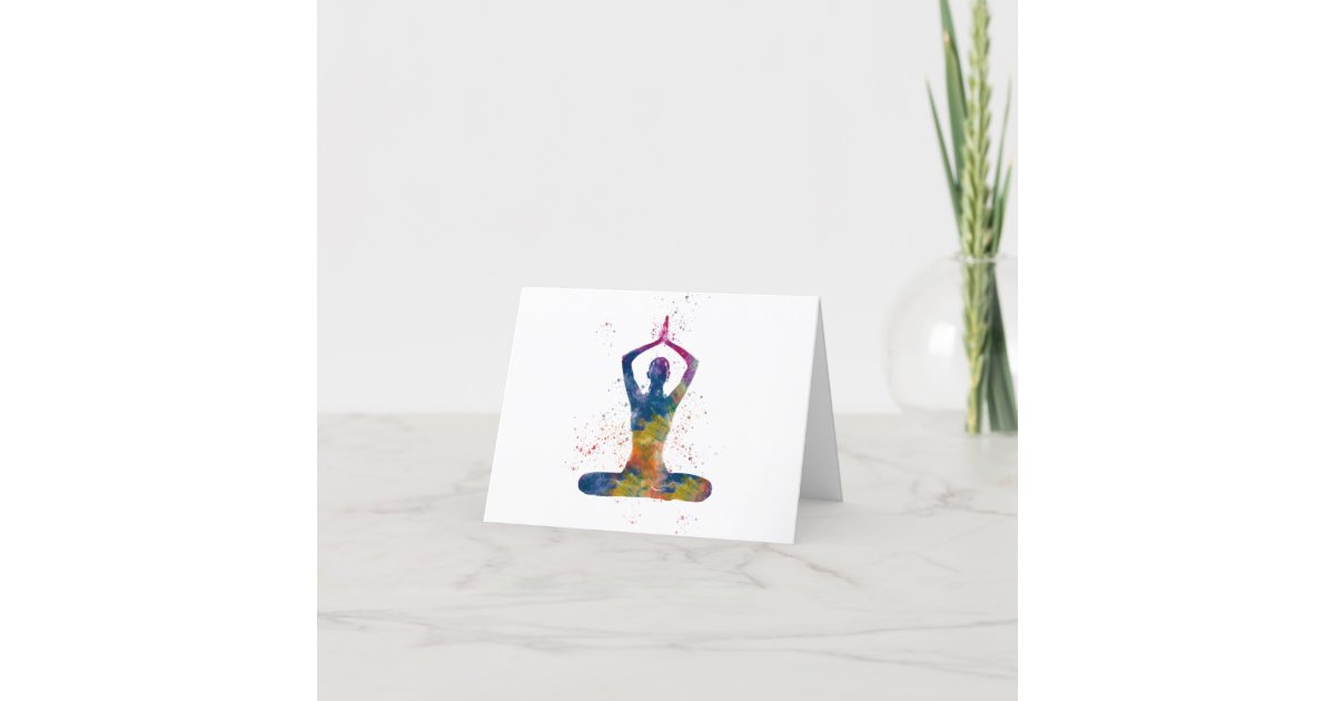 watercolor yoga thank you card | Zazzle
