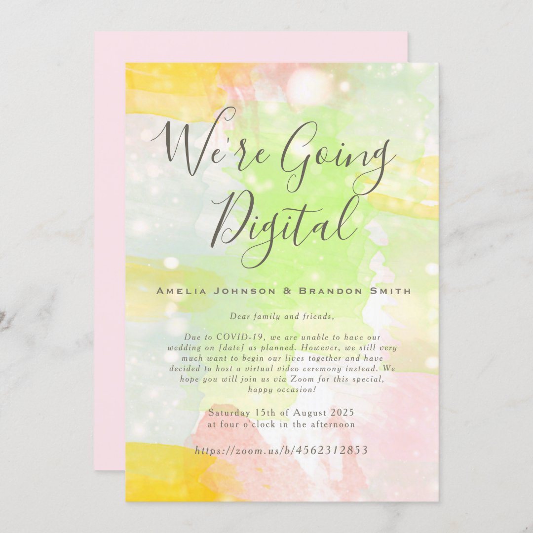 Watercolor Zoom Wedding Invitation | Zazzle