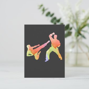 Watercolored Martial Arts Fighting Karate Artist Postcard | Zazzle