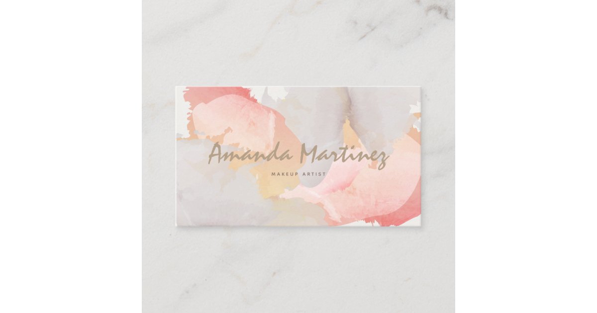 Watercolored Pink & Gray Modern Business Card | Zazzle