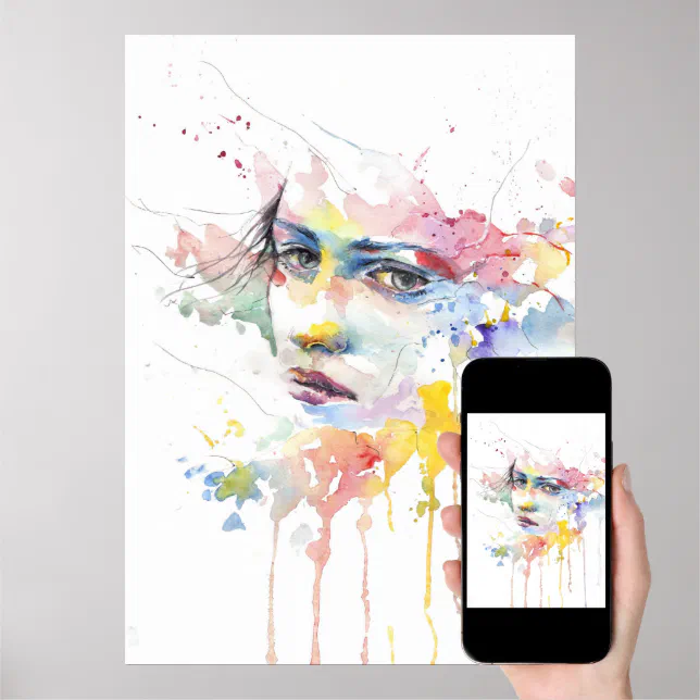 Watercolored Woman's Face Poster | Zazzle