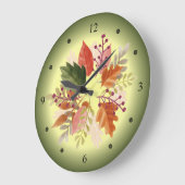 Watercolors ~ Autumn Leaves ~ Harvest Time ~ Large Clock | Zazzle