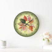 Watercolors ~ Autumn Leaves ~ Harvest Time ~ Large Clock | Zazzle