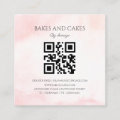 Watercolour, blush pink, Bakery QR code Square Business Card | Zazzle