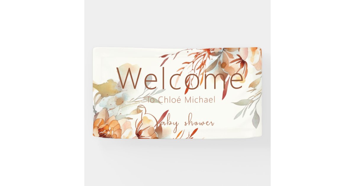 Watercolour boho wildflowers baby shower banner | Zazzle