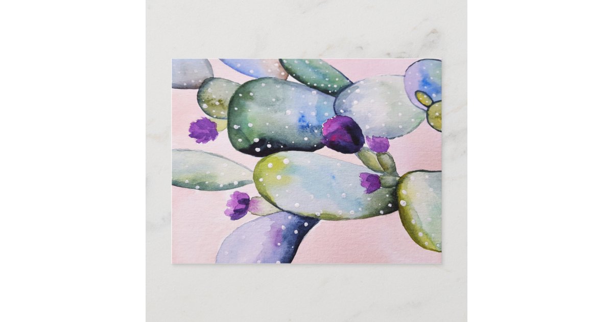 Watercolour Cactus Succulent Flower Plant Postcard | Zazzle