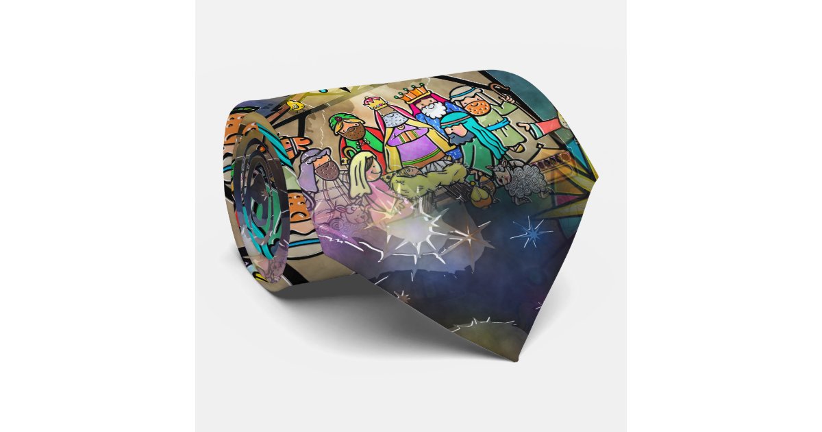 Watercolour Christmas Nativity Scene Tie | Zazzle