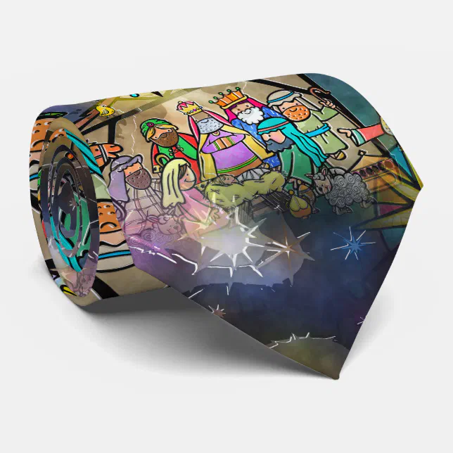 Watercolour Christmas Nativity Scene Tie | Zazzle