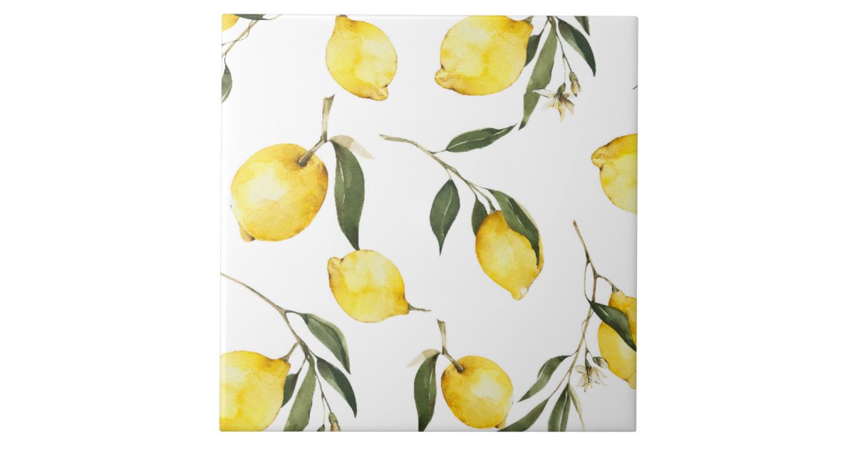 Watercolour lemon,citrus, ceramic tile | Zazzle