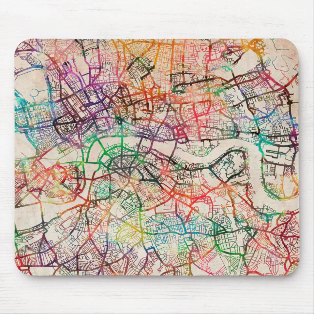 Watercolour Map of London Mouse Pad | Zazzle